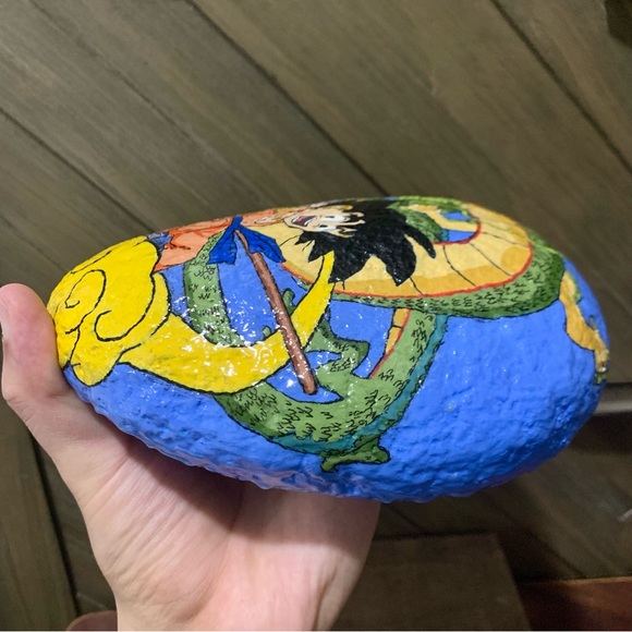 Hand Crafted | Art | Dragon Ball Goku Shenron Rock Painting 5 Lb | Poshmark